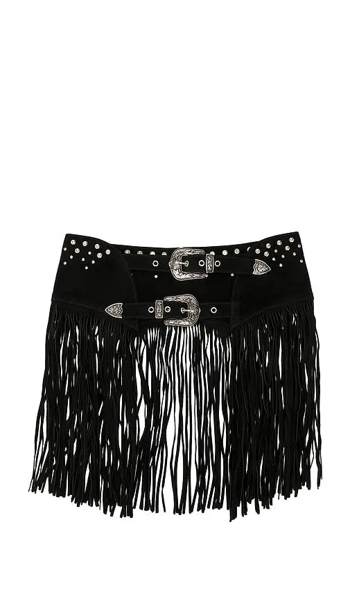 UNDERSTATED LEATHER Fringe Studded Belt - Black
