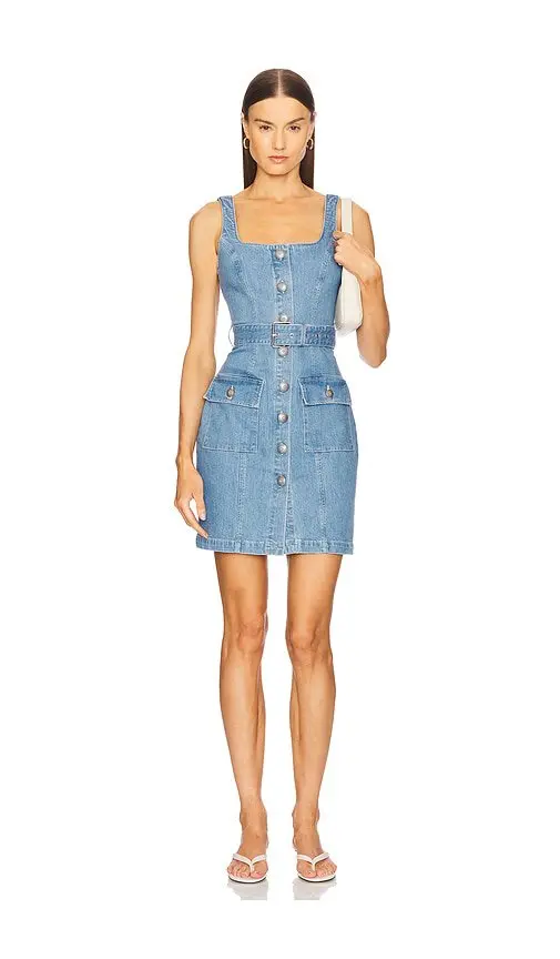 L'Agence Belted Button-front Denim Dress - Olvera