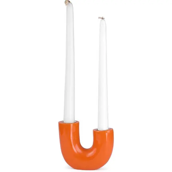 CASA AMAROSA Modern U-shape Resin Candle Holder - Dark Orange