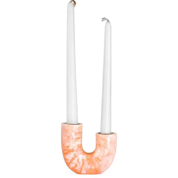 CASA AMAROSA Modern U-shape Resin Candle Holder - Light Pink