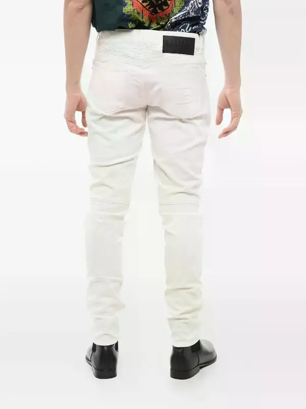 Balmain Tapered Biker Jeans - White