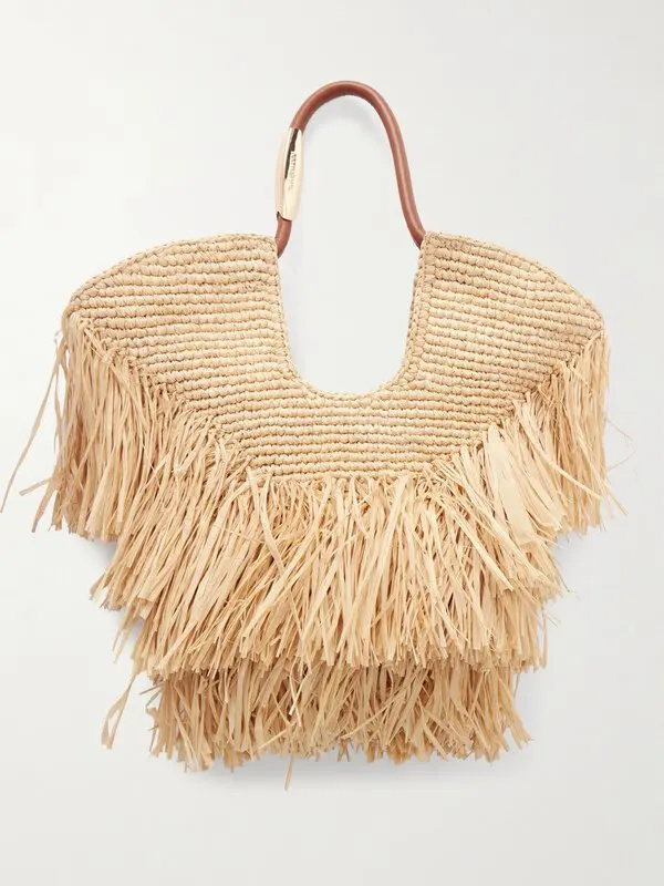 Zimmermann Goldentime Small Fringed Raffia Tote - Neutrals