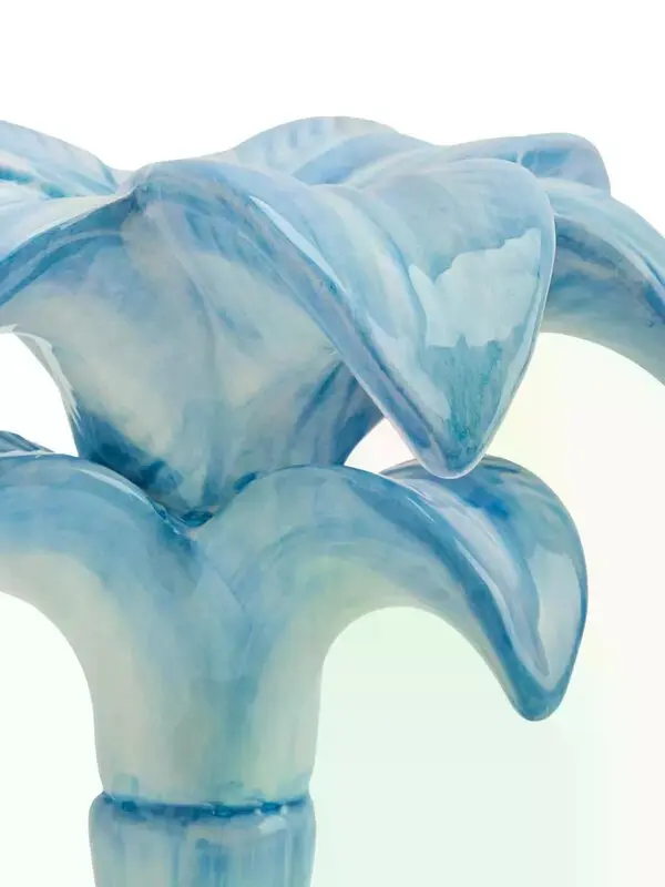 LES-OTTOMANS Palm Trees Ceramic Candleholder - Blue