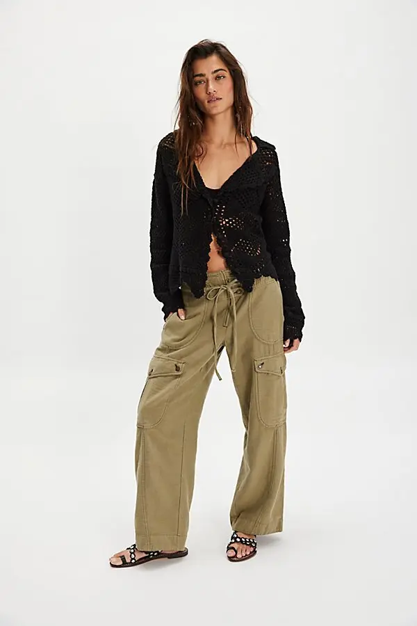 Free People We The Free Friend Of A Friend Crochet Sweater - Black