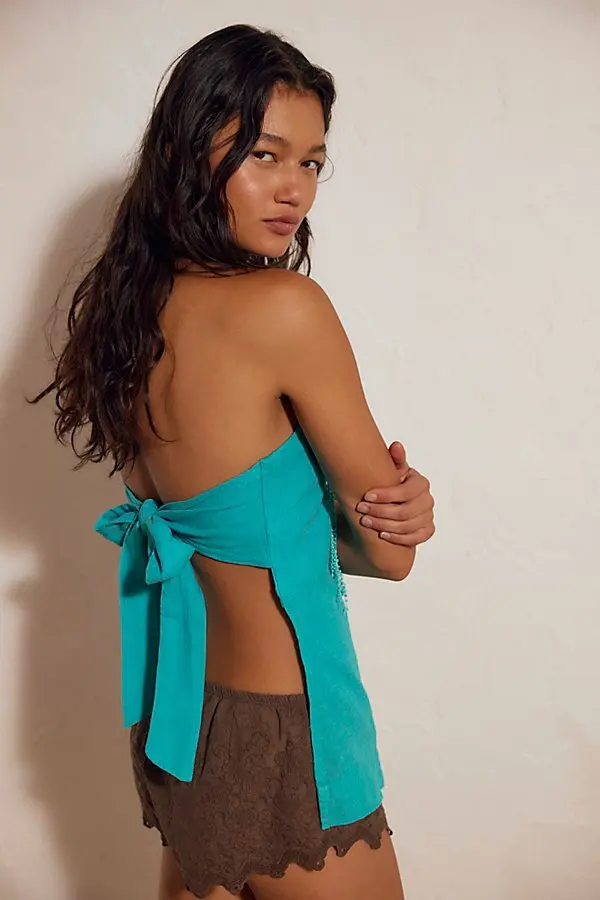 Free People Bernadette Linen Tube Top - Ceramic