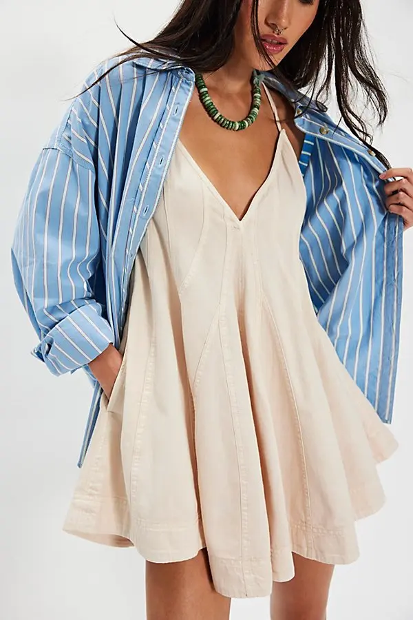 Free People Zenni Denim Romper - Tea