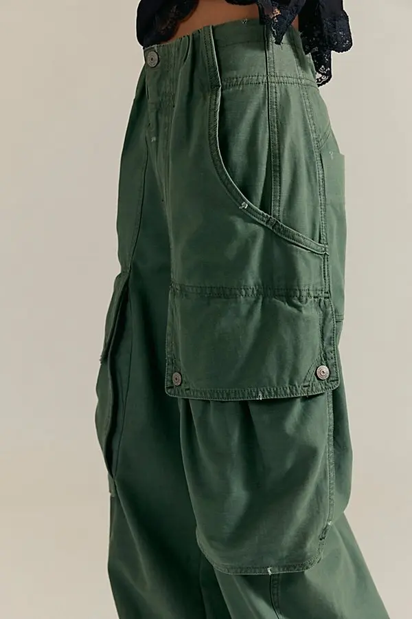 Free People We The Free Brentwood Slouchy Cargo Pants - Aged Green