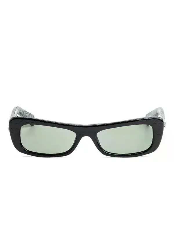 Jacquemus Capri Crocodile-effect Rectangular Sunglasses - Black