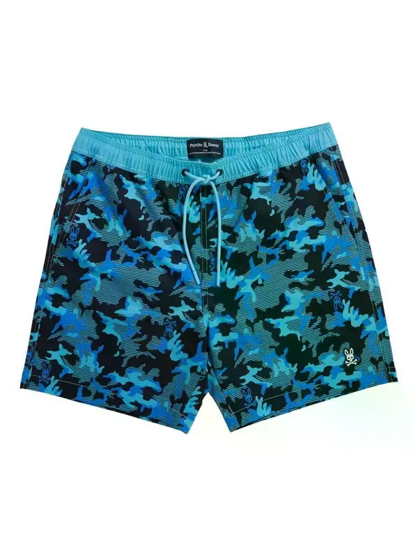Psycho Bunny All Over-print Swim Shorts - Blue