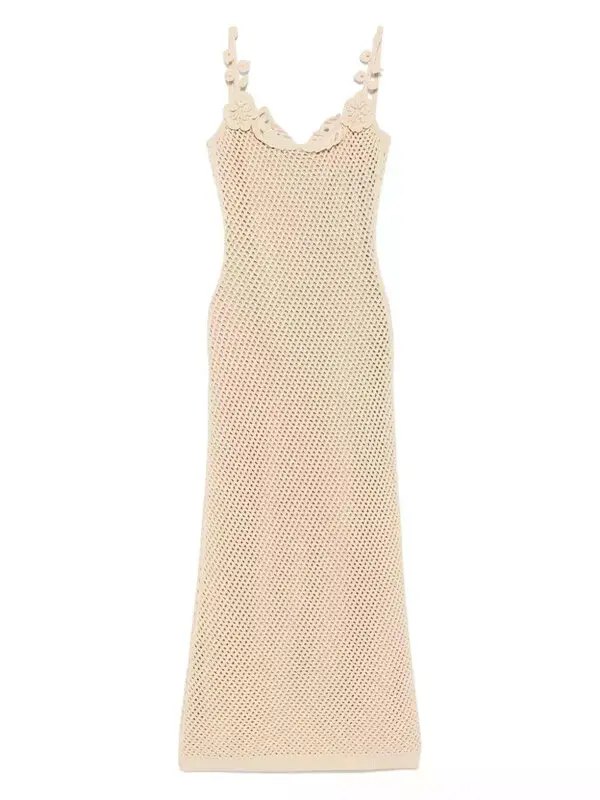Elie Saab Floral Appliqué Mesh Dress - Neutrals
