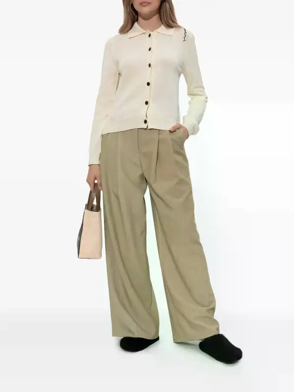 Marni Logo-embroidered Cardigan - Neutrals