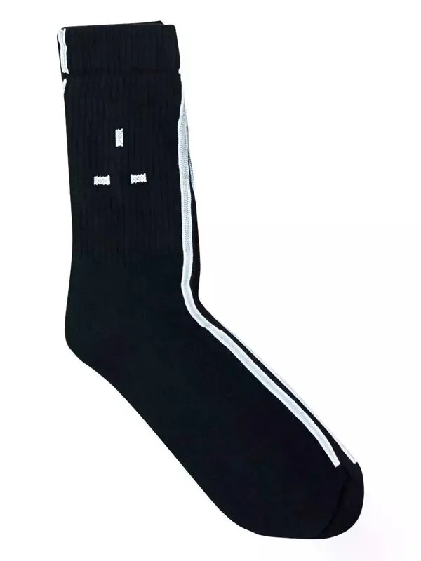 MAINS Logo-intarsia Crew Socks - Black