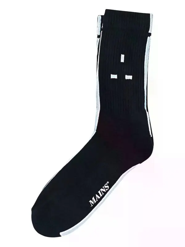 MAINS Logo-intarsia Crew Socks - Black