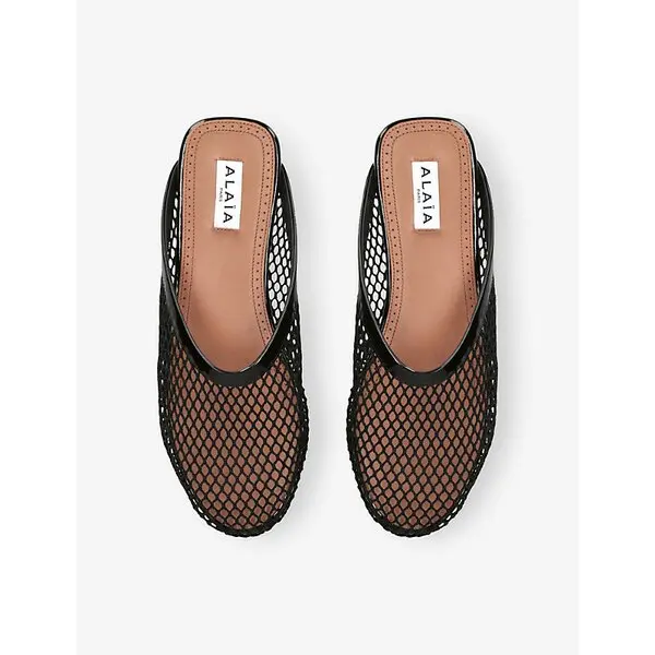 Alaïa Leather Fishnet Mules