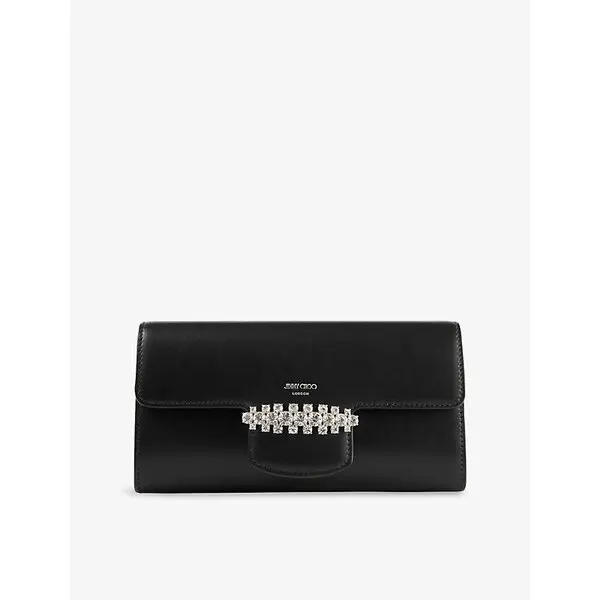 JIMMY CHOO Bing Leather Wallet-on-chain - Black/silver