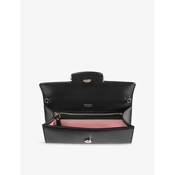 JIMMY CHOO Bing Leather Wallet-on-chain - Black/silver