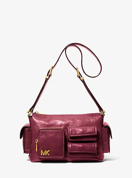 Michael Kors Dakota Medium Pocket Leather Shoulder Bag Purple