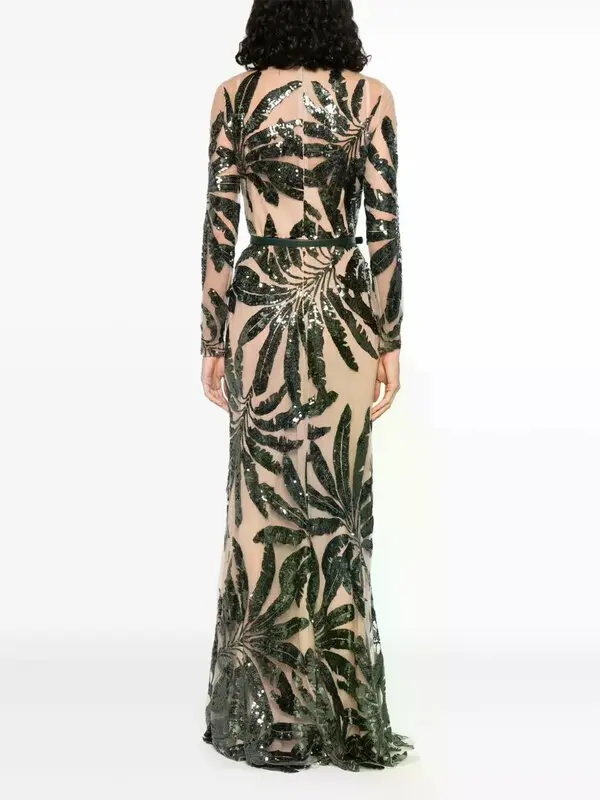 Elie Saab Embroidered Tulle Maxi Dress