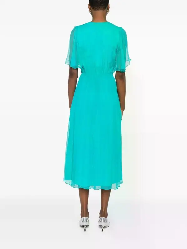 NISSA Flower-appliqué Midi Dress - Blue