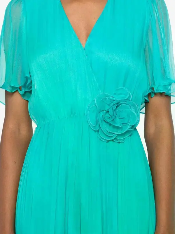 NISSA Flower-appliqué Midi Dress - Blue
