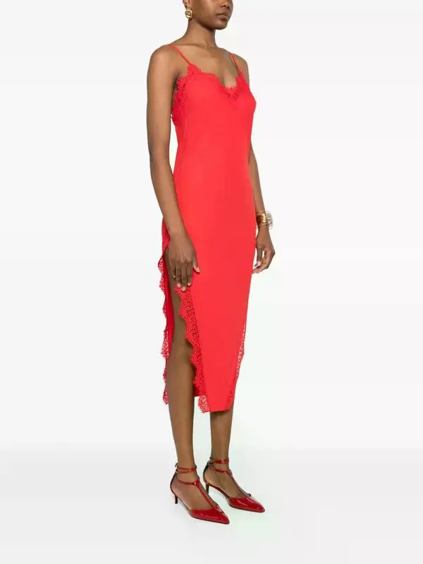 NISSA Side-slits Slip Dress - Red