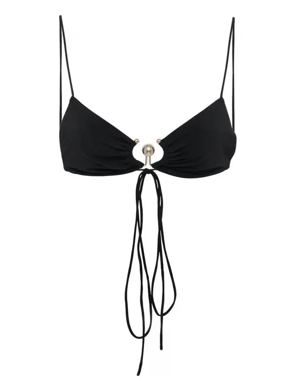 Christopher Esber Ruched Orbit Triangle Bikini Top - Black