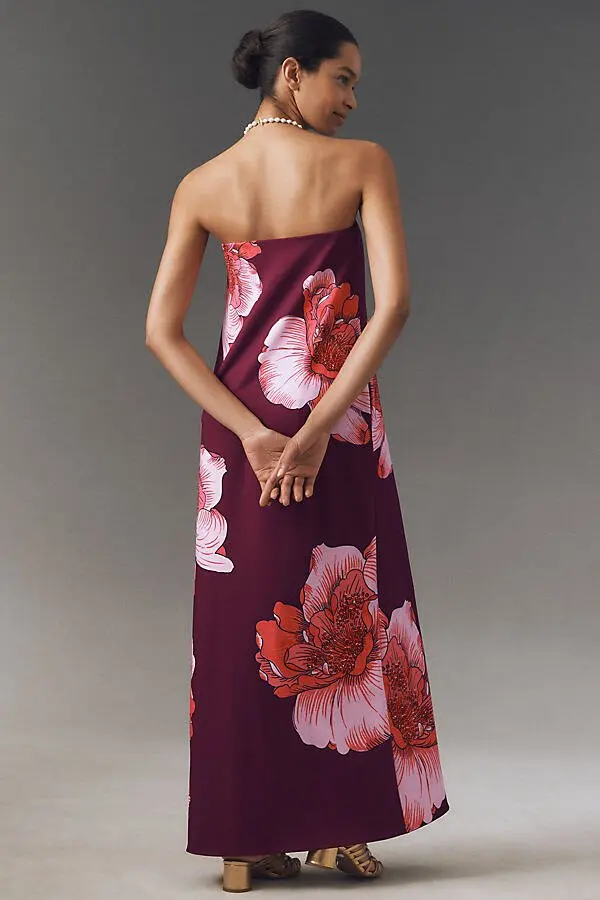 Bhldn Strapless Floral Column Maxi Dress