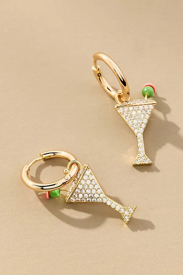 Anthropologie Icon Charm Huggie Hoop Earrings - Martini