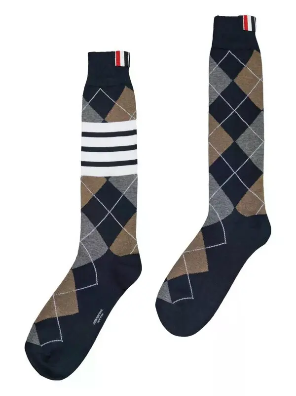 Thom Browne Argyle Intarsia-knit Socks - Blue