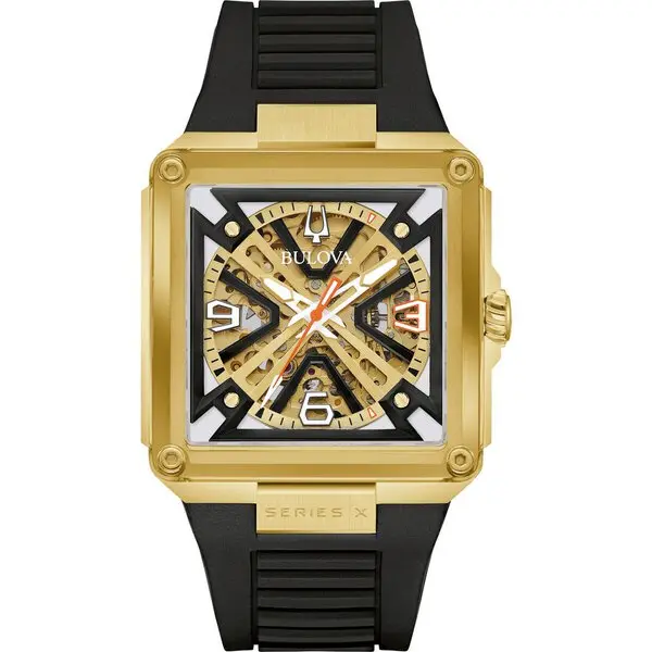 Bulova Marc Anthony Series X Skeleton Automatic Strap Watch - Goldone
