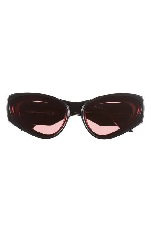 Loewe Signature Cat Eye Sunglasses - Shiny Black / Blue