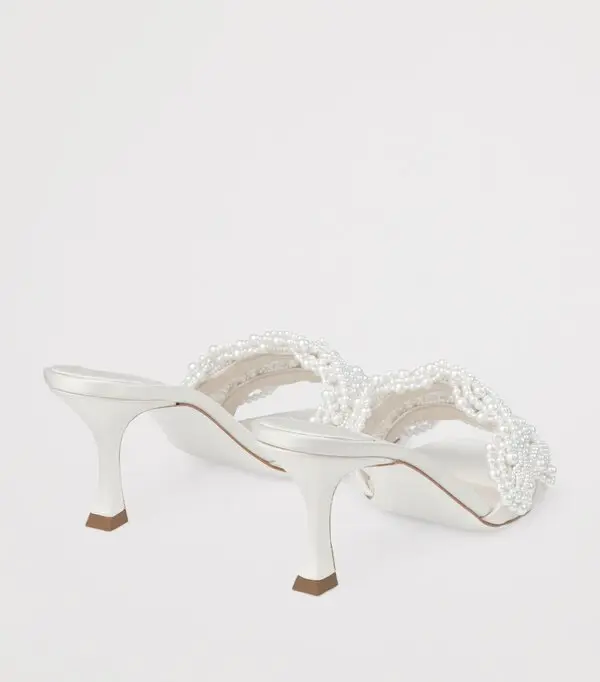 JIMMY CHOO Cary 70 Satin Mules - Neutral