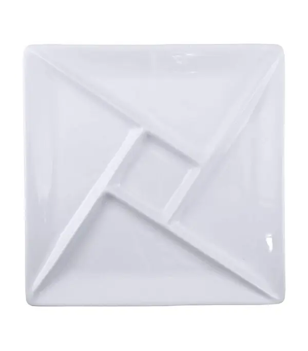 SWISSMAR Set Of 4 Ceramic Square Fondue Plates - White