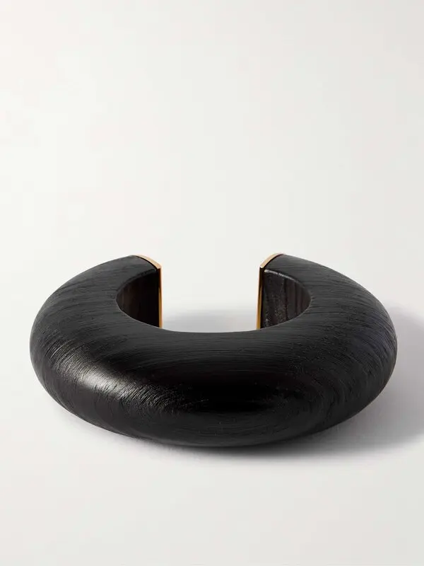 Alaïa Bumper Wood Cuff - Brown