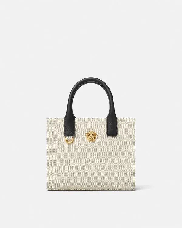 Versace La Medusa Mini Canvas Tote - Beige