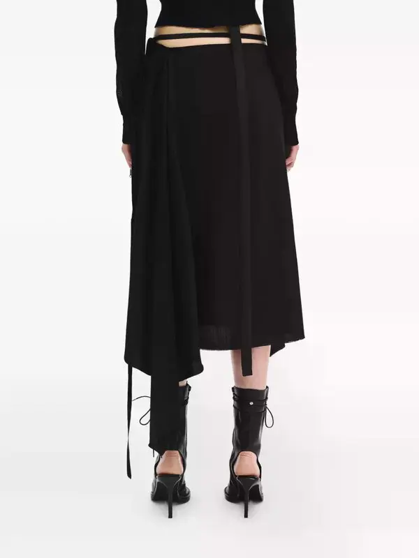 Ann Demeulemeester Ylva Midi Wrap Skirt In Black - 20% Off