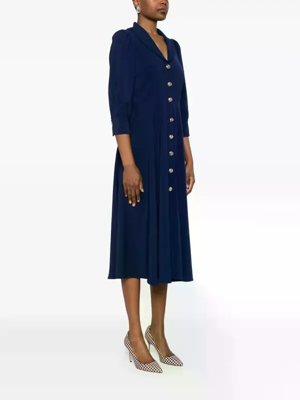 NISSA Button-down Midi Shirt Dress - Blue