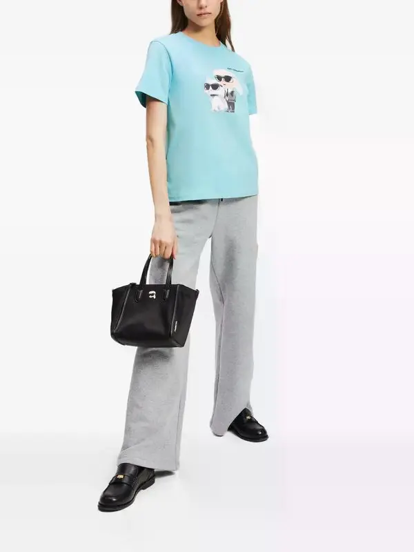 Karl Lagerfeld Ikon Karl And Choupette Graphic-print T-shirt - Blue