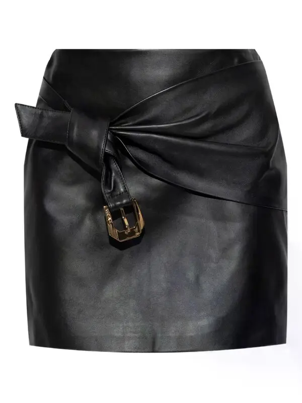 Versace Leather Draped Skirt - Black