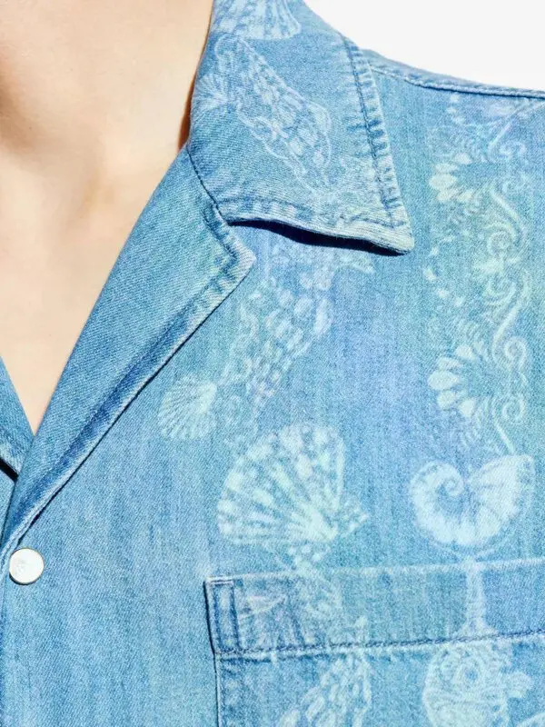 Versace Denim Printed Shirt - Blue