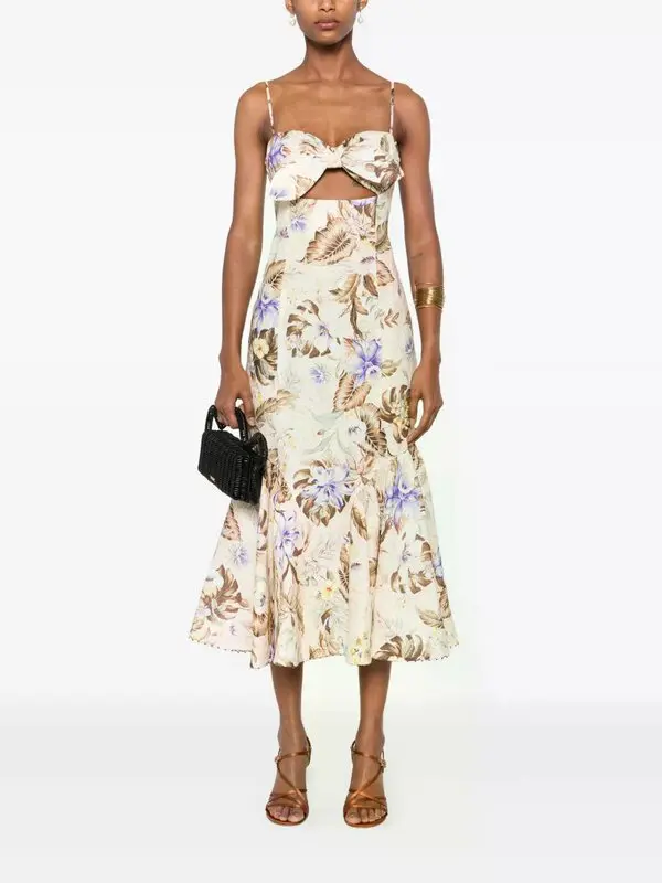 Zimmermann Coco Floral Print Midi Dress - Neutrals