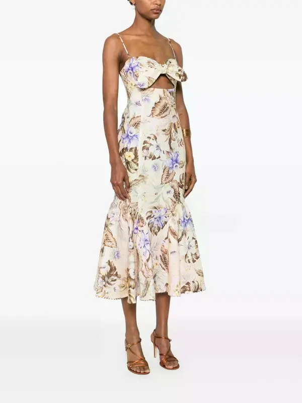 Zimmermann Coco Floral Print Midi Dress - Neutrals