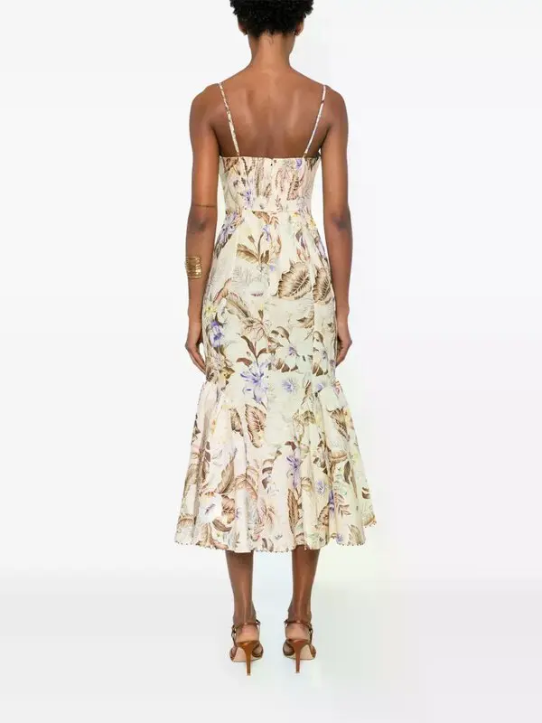 Zimmermann Coco Floral Print Midi Dress - Neutrals