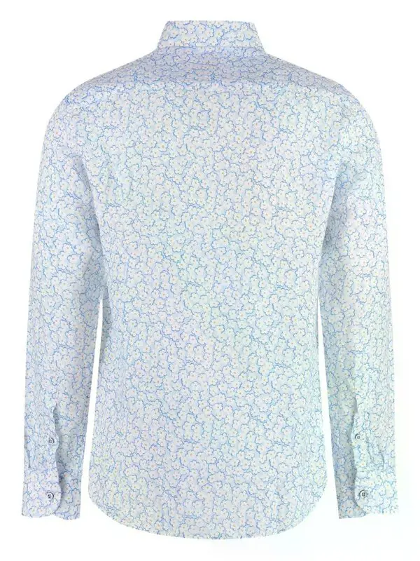 BASTONCINO Floral-print Long-sleeve Shirt - Blue