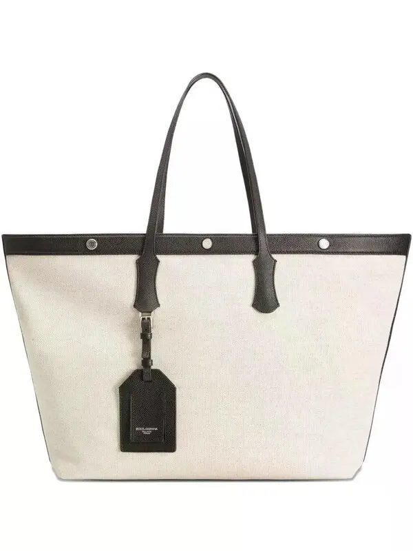 Dolce & Gabbana Canvas Shopper Tote - Neutrals