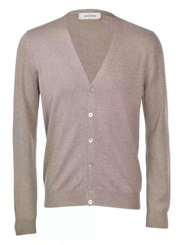 GRAN SASSO Virgin Wool V-neck Cardigan - Brown