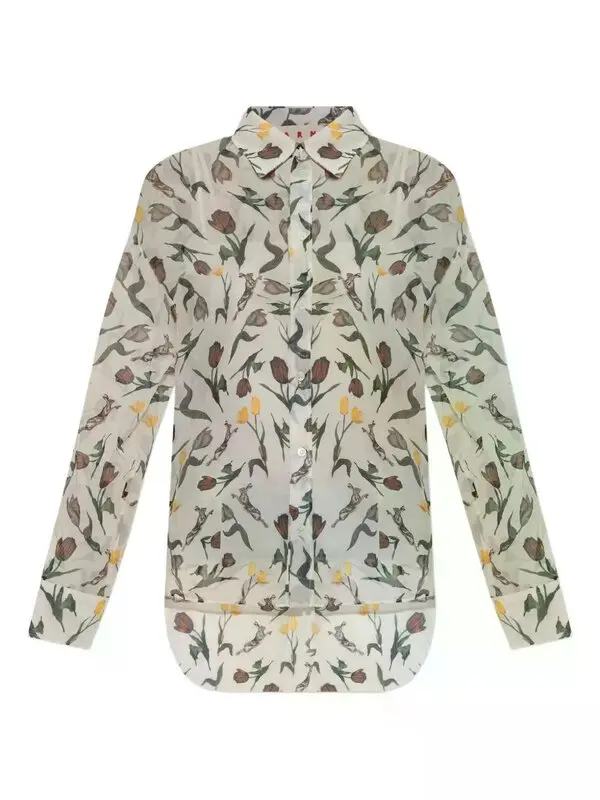 Marni Floral-print Shirt - Neutrals