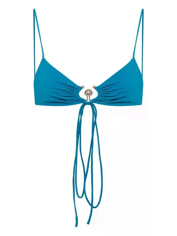 Christopher Esber Ruched Orbit Triangle Bikini Top - Blue