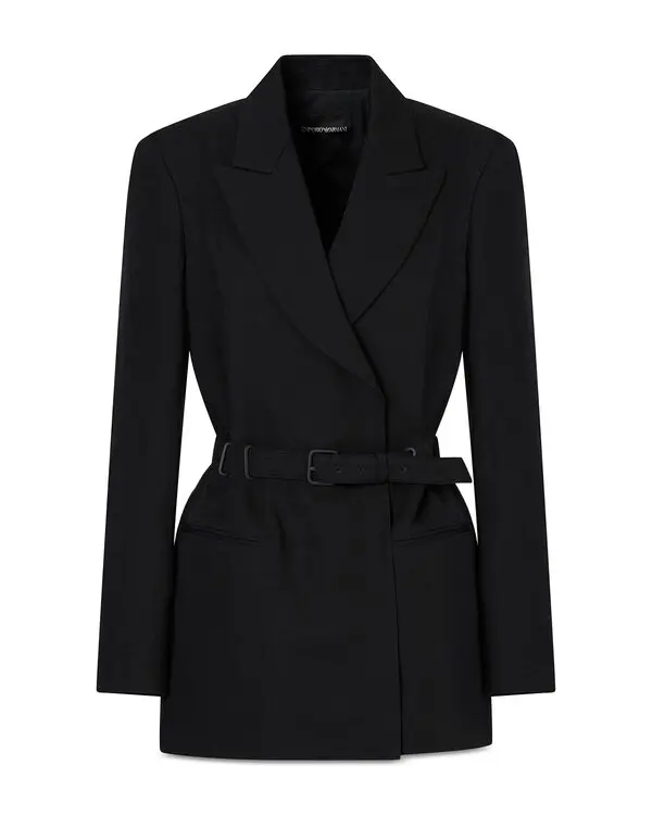 Emporio Armani Belted Blazer - Solid Black