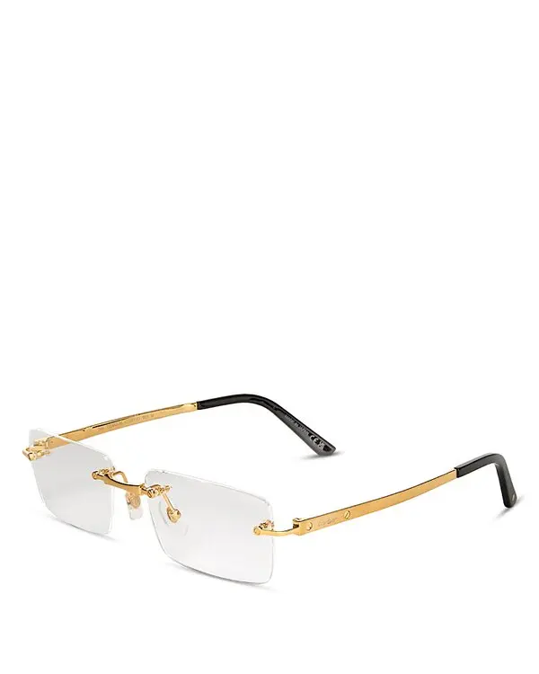 CARTIER 55mm Rectangle Rimless Glasses - Gold